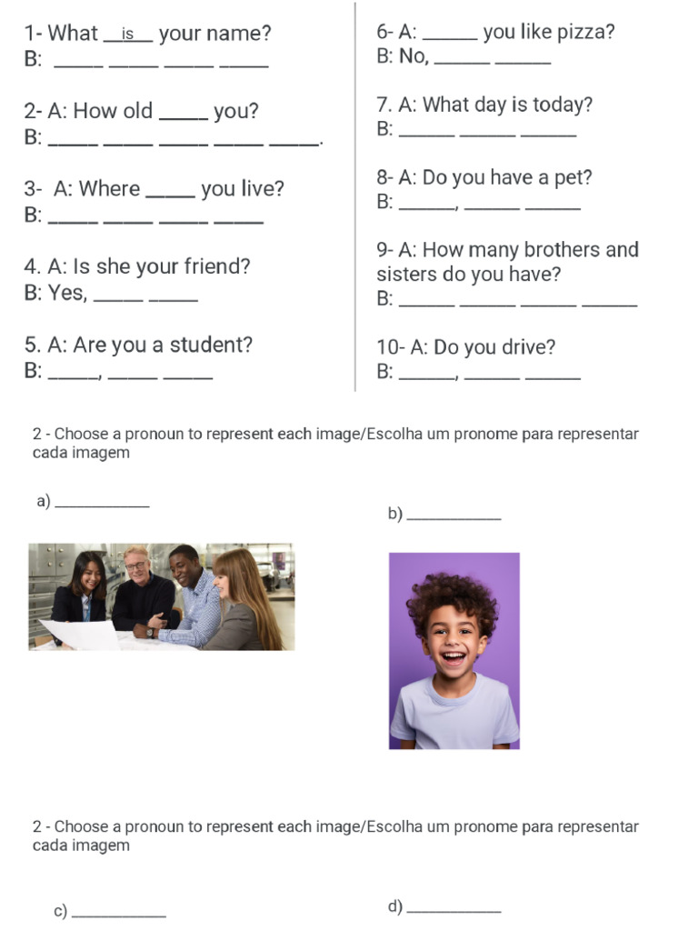 Begginer Level English Exercices | PDF