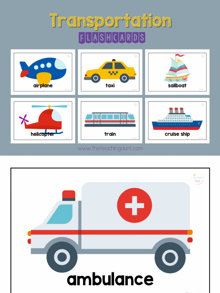 Transportation Flashcards A4 | PDF