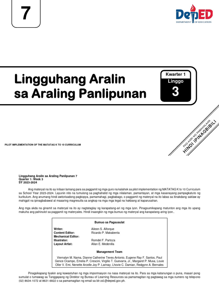 AP 7 Matatag Curriculum Lesson 3 | PDF