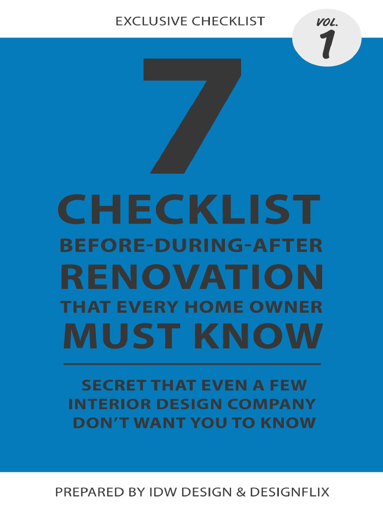 All Checklist IDWC Checklist House Defect Checklist Before During | PDF