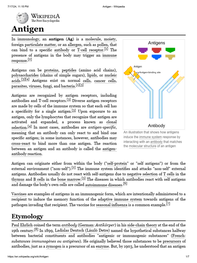Antigen - Wikipedia | PDF | Antigen | Immunology