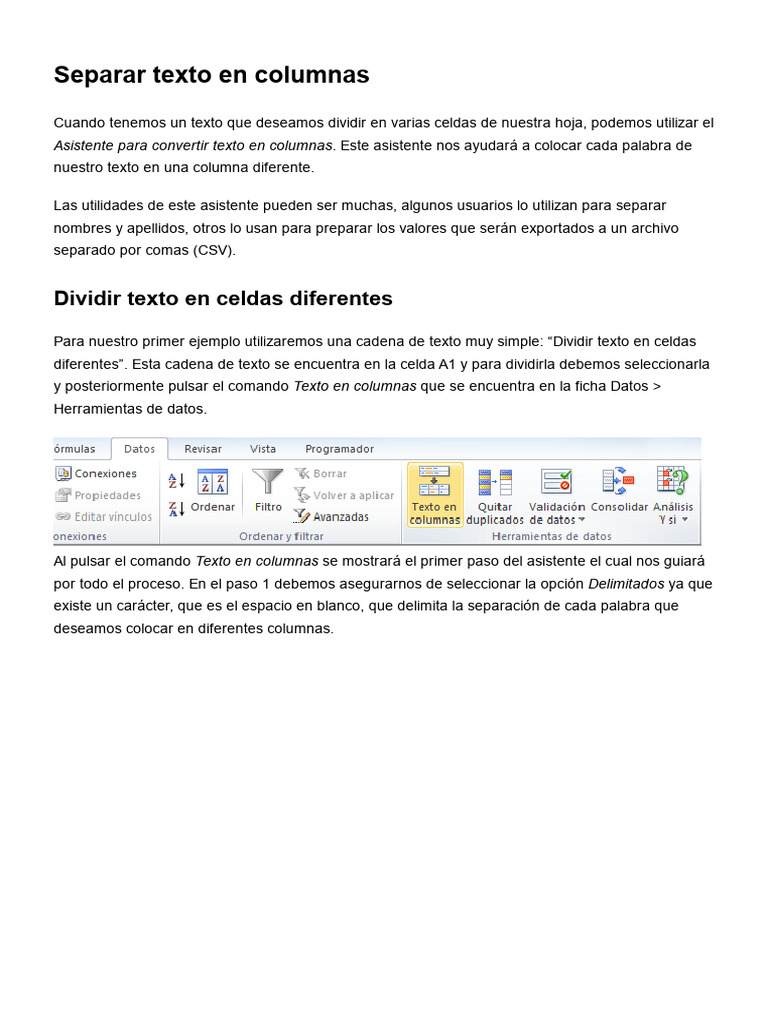 35 Separar Texto en Columnas | PDF | Microsoft Excel | Informática