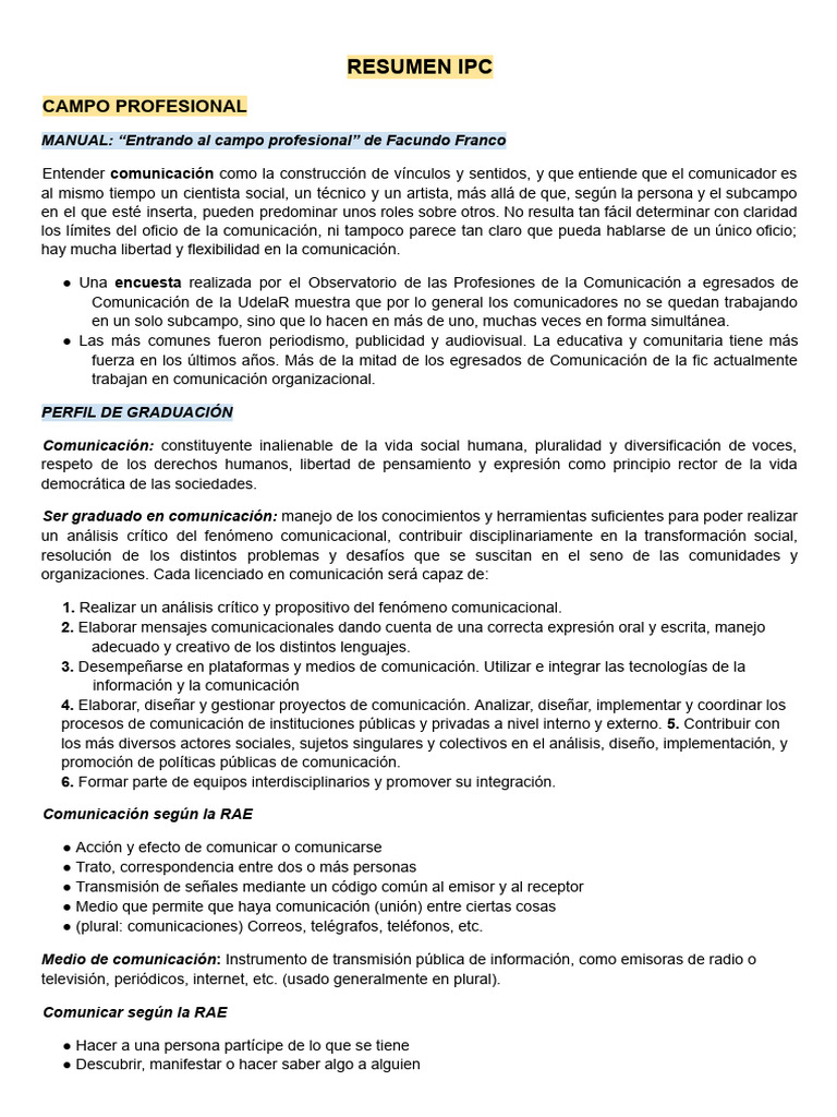Resumen Ipc | PDF | Comunicación | Plan de estudios
