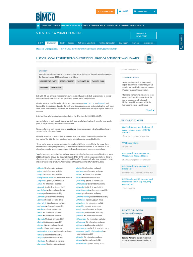 WWW Bimco Org Ships Ports and Voyage Planning Environment ...