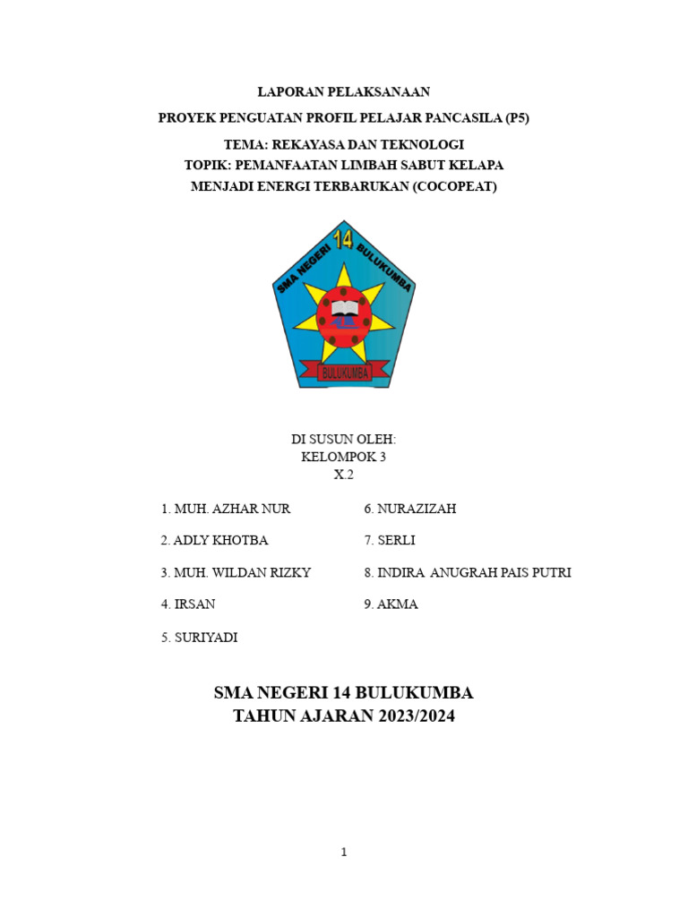 Laporan Pelaksanaan P5 Kelompok 3 X.2 | PDF