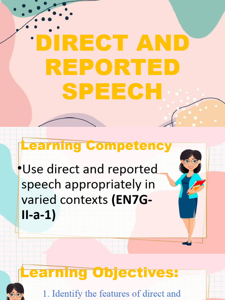 Direct and Reported Speech Guide | PDF | Verb | Grammatical Tense