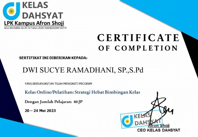 Sertifikat Dwi 4 | PDF