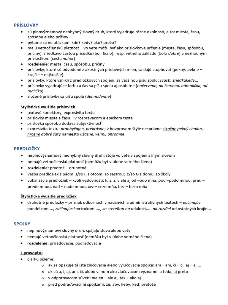 3 MORFOLÓGIA Neohybné Slovné Druhy | PDF