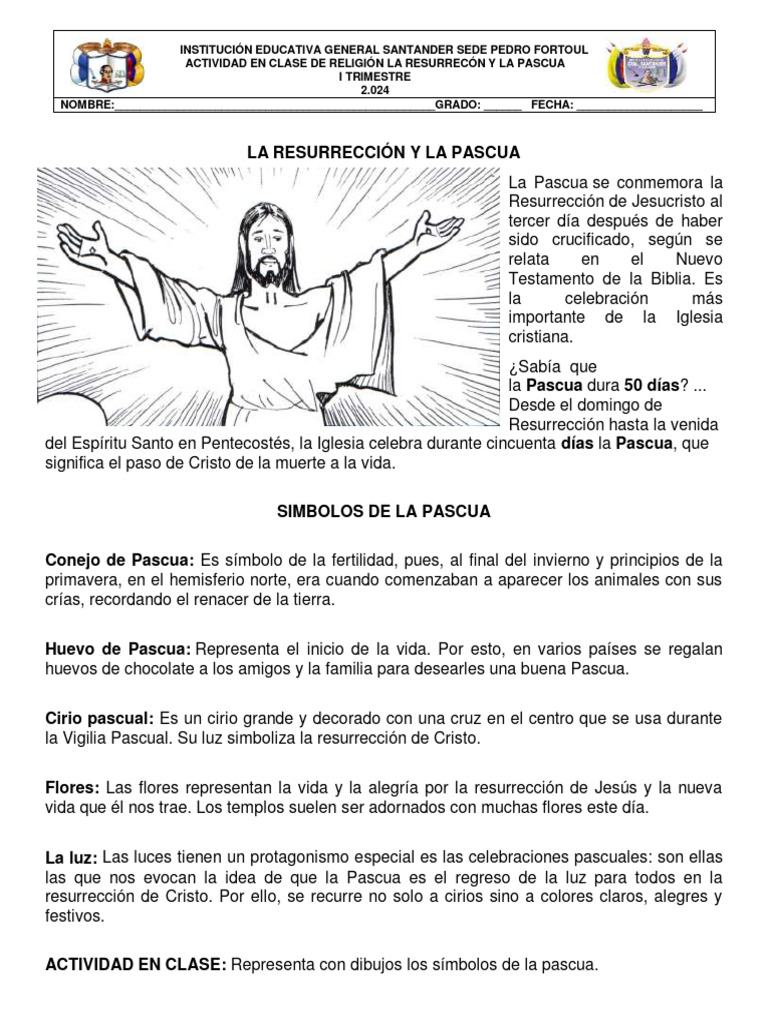 Actividad en Clase La Resurreccion y La Pascua | PDF | Pascua de ...