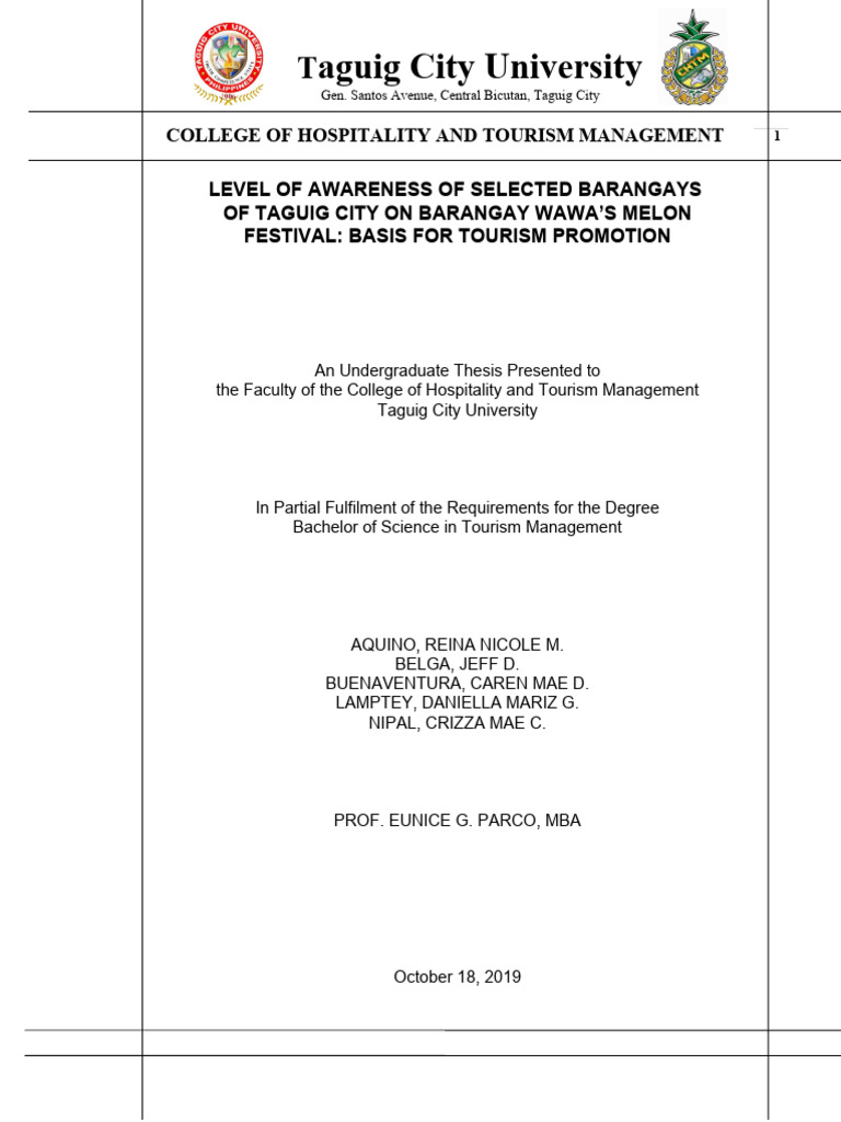 Level of Awareness of Selected Barangays of Taguig City On Barangay ...