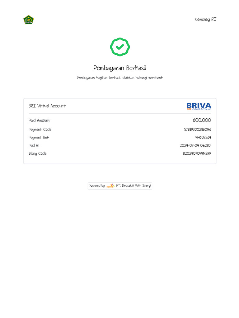 Bukti Bayar Simkah | PDF