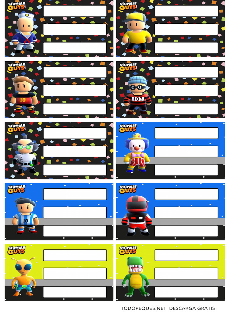 Etiquetas Escolares Stumble Guys | PDF