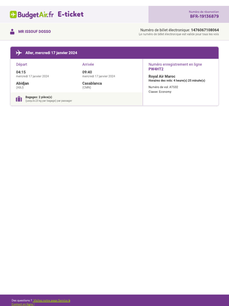 ABJ-CMN - Eticket 2 | PDF