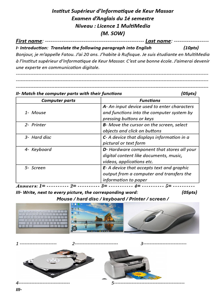 Exam ISI | PDF | Computer Keyboard | Computer Hardware
