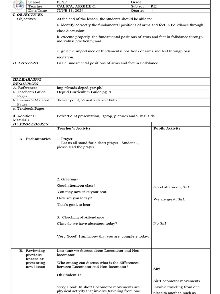 Final Demo Ko Lesson Plan | PDF | Pedagogy | Education Theory
