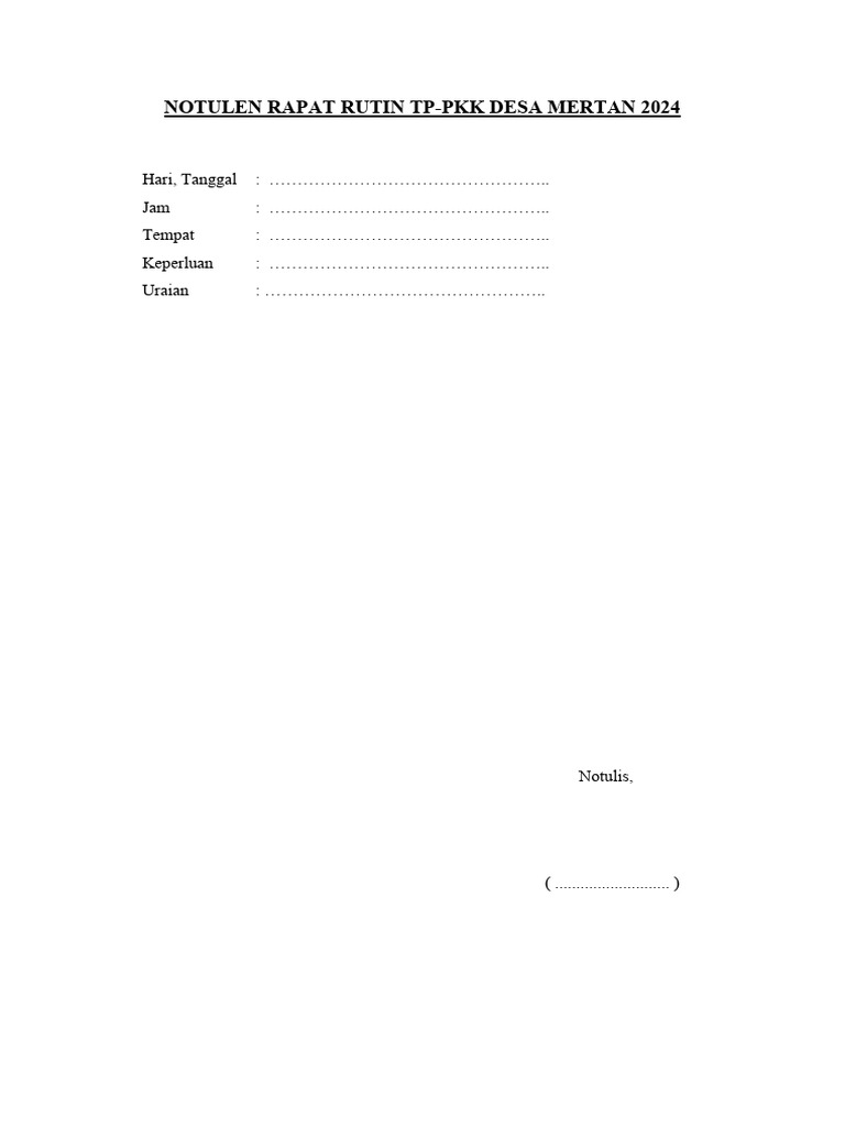 Notulen Rapat Kosongan PKK | PDF