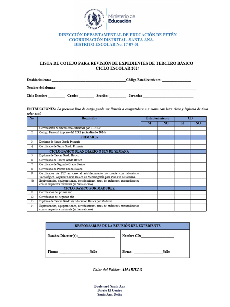 Lista Cotejo Básico | PDF | Crecimiento personal y profesional