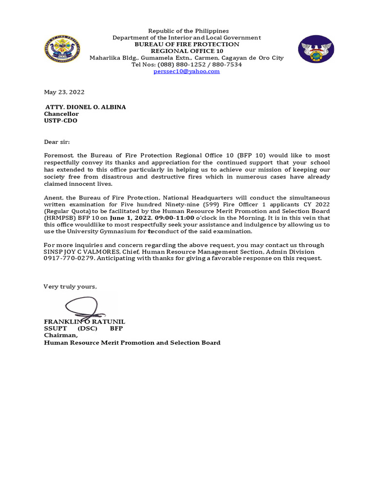 Letter For USTP Chancellor | PDF