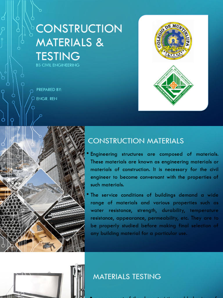 Construction Materials & Testing - Lecture 1 | PDF | Concrete ...