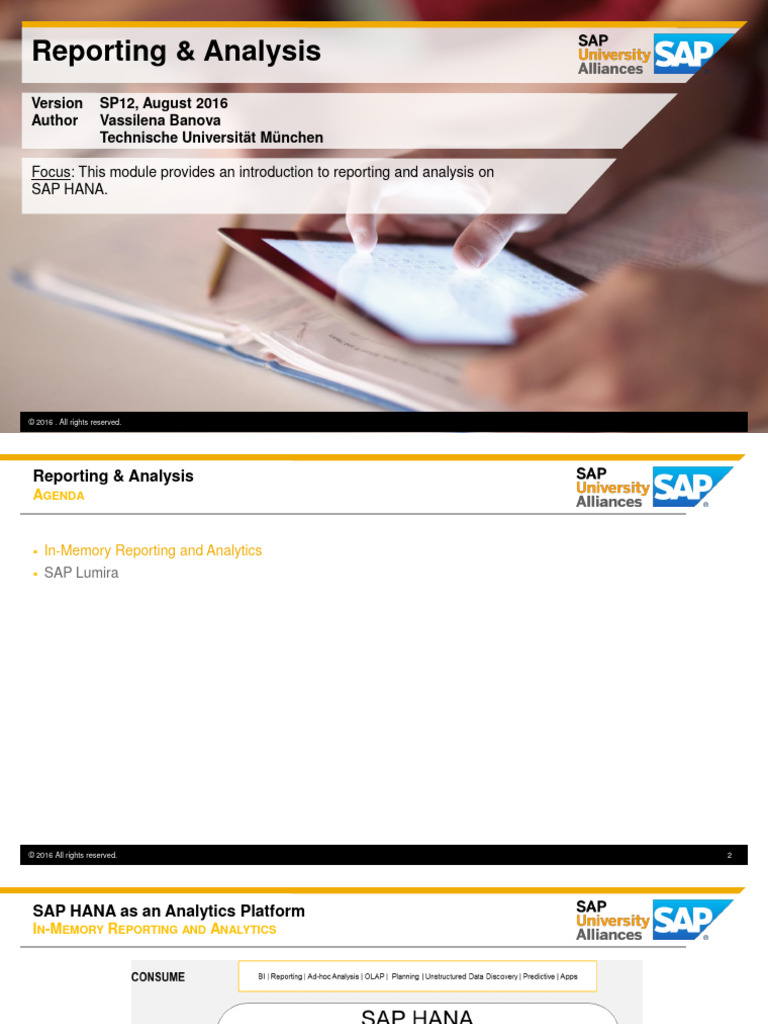 02 - Introduction - To - SAP - HANA - Chapter - 2 - Reporting - Slides ...