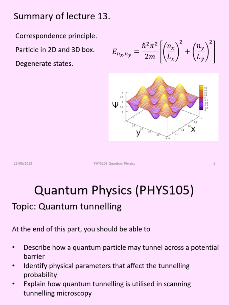 PHYS105Lecture14 Tunneling | PDF | Quantum Tunnelling | Quantum Mechanics