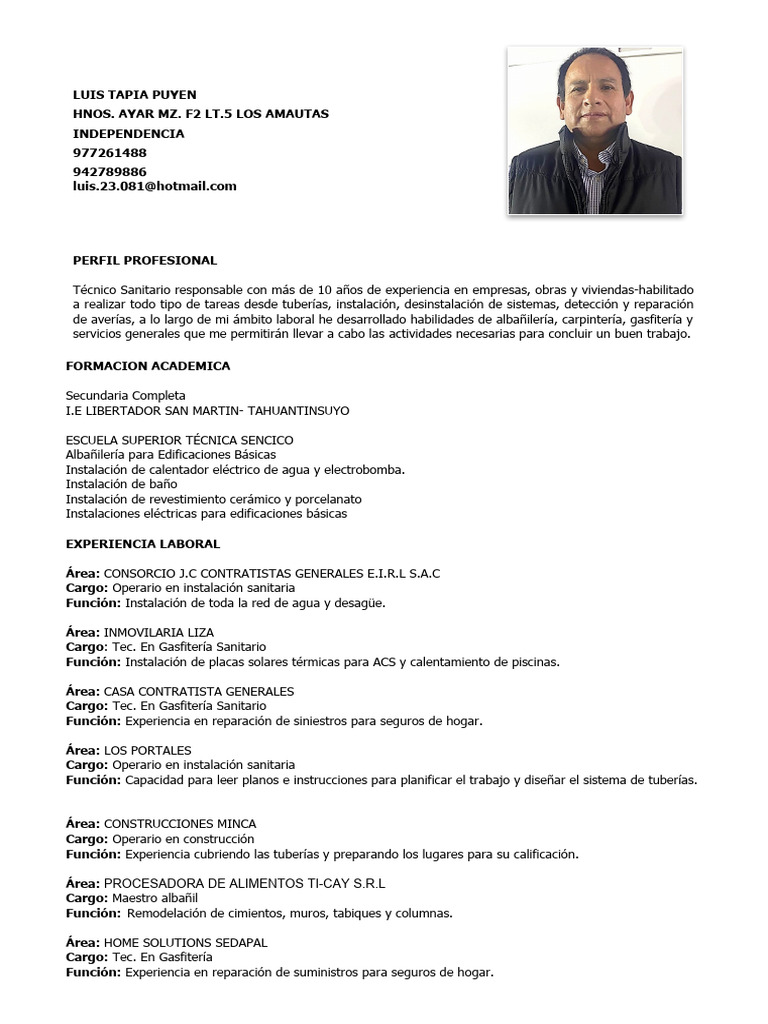 CV - Tec - Luis Tapia | PDF | Tecnología