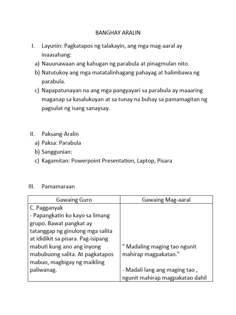 Banghay Aralin | PDF