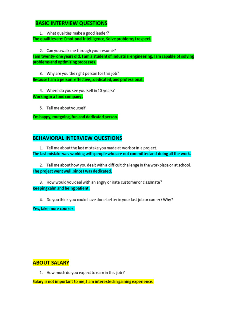 PET Interview Questions | PDF | Behavior Modification | Cognition