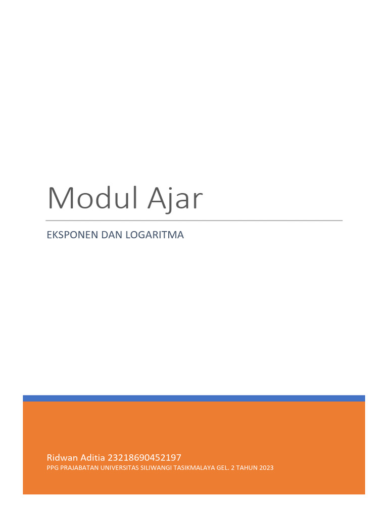 Modul Ajar - Eksponen Dan Logaritma 1 | PDF | Karier & Perkembangan