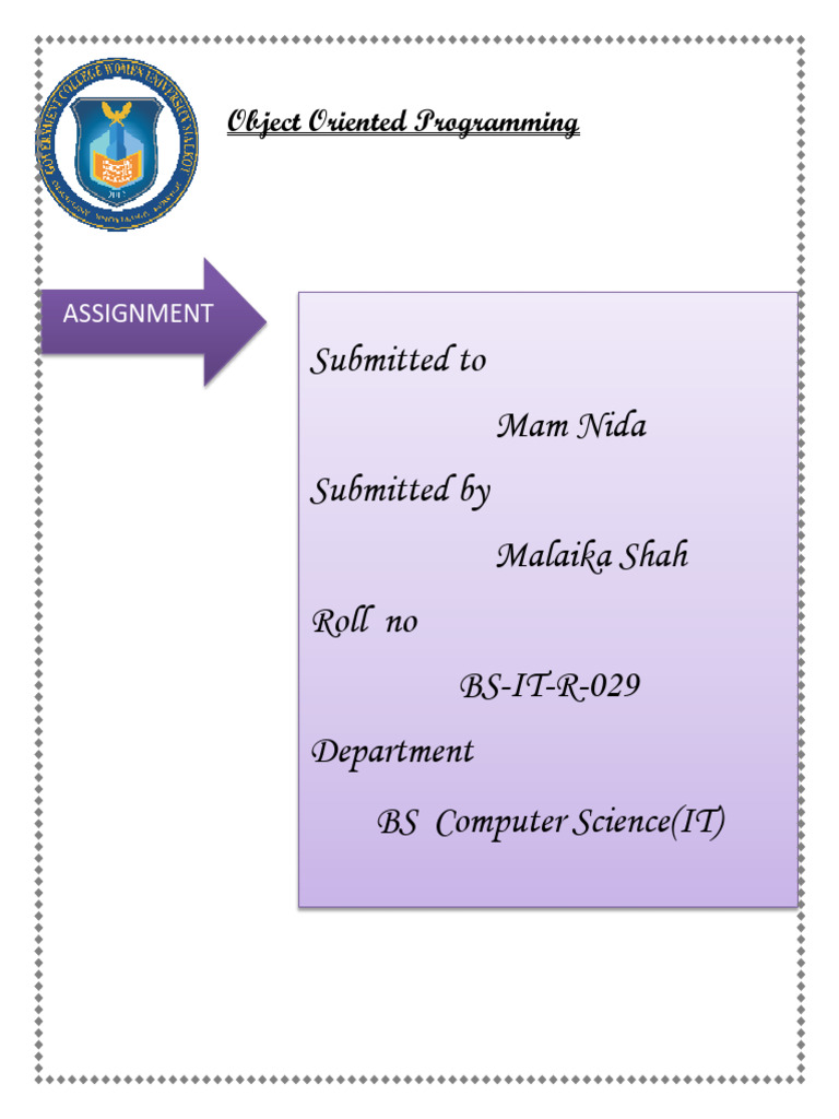 Bs It R 029 Assignemnt Oop 1 Pdf Namespace Object Oriented Programming