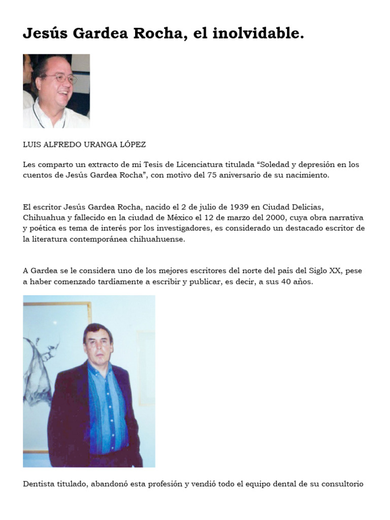 Jesús Gardea El Inolvidable | PDF | Clásicos