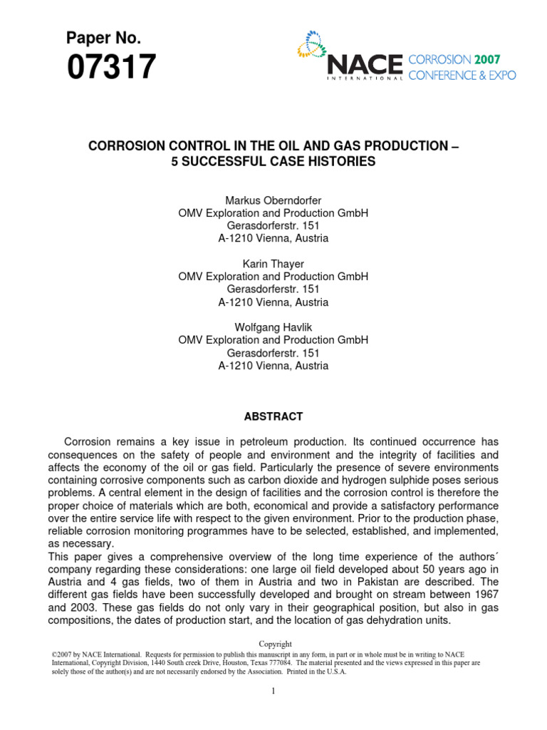 Corrosion Control in The Oil and Gas Pro | PDF | Corrosion | Carbon Dioxide