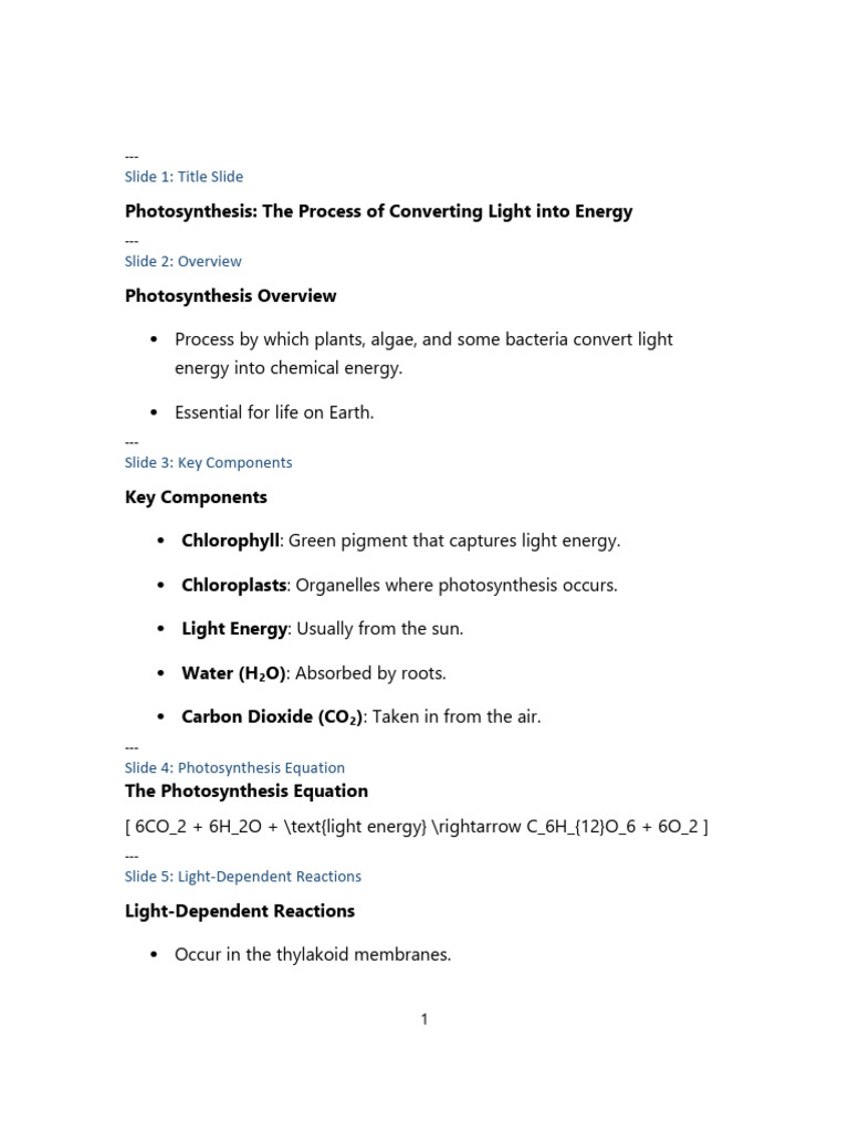 Photosynthesis Notes | PDF | Technology & Engineering