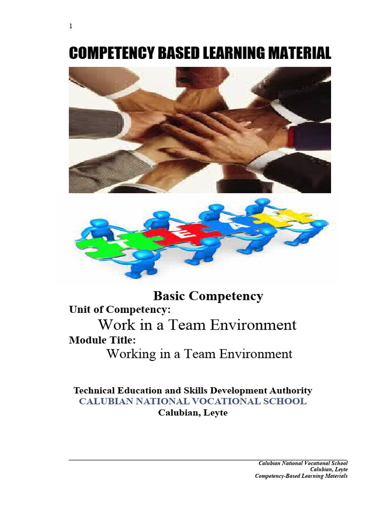 CBLM Work in A Team Environment | PDF | Nonverbal Communication | Learning