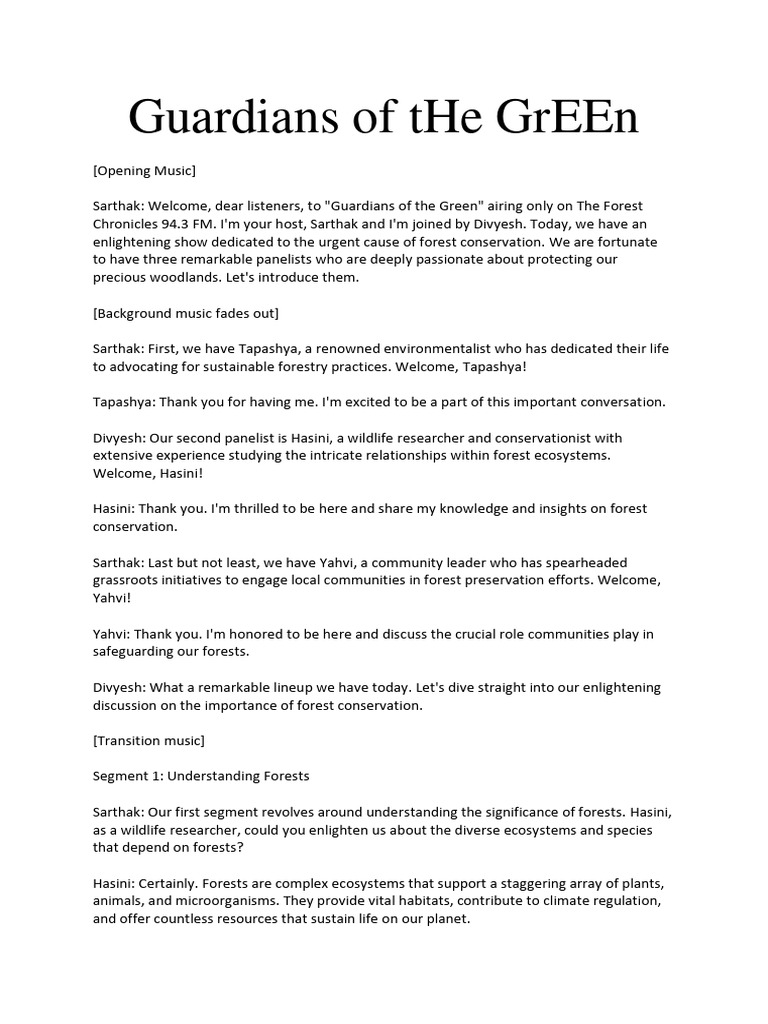 Guardians of The Green - Role Play | PDF | Logging | Conservation Biology