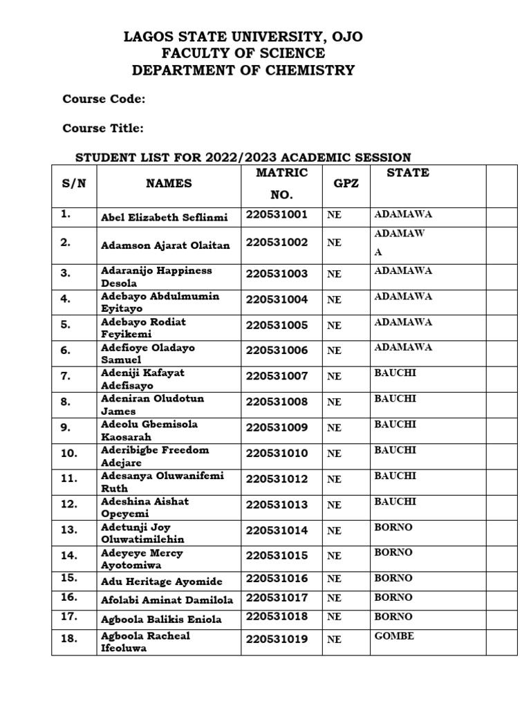 200 Level CHM 214 Assignment For 2023 - 2024 Session | PDF