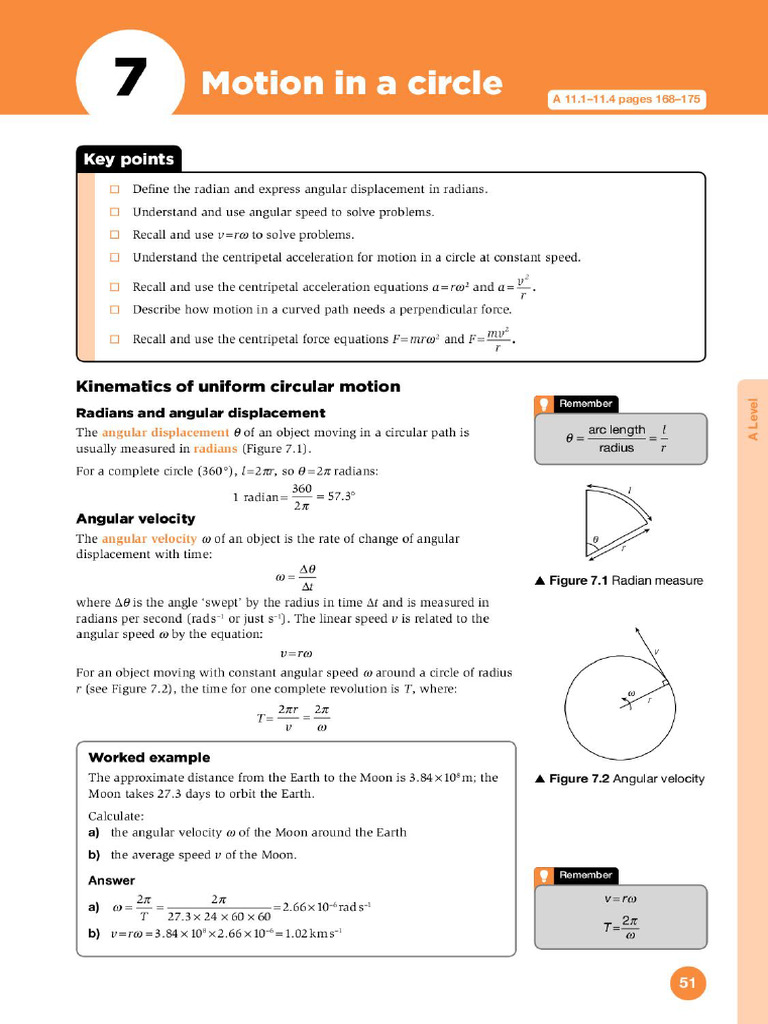 Physics 12 A Level - Motion in Circle WS | PDF