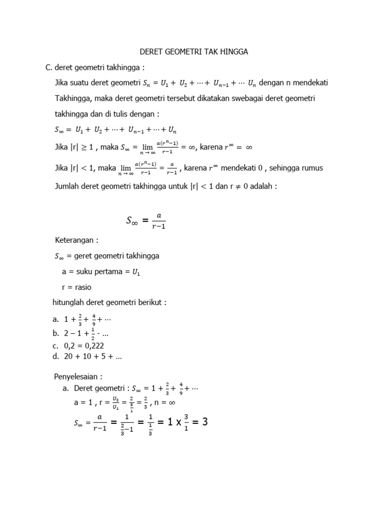 Deret Geometri Tak Hingga | PDF