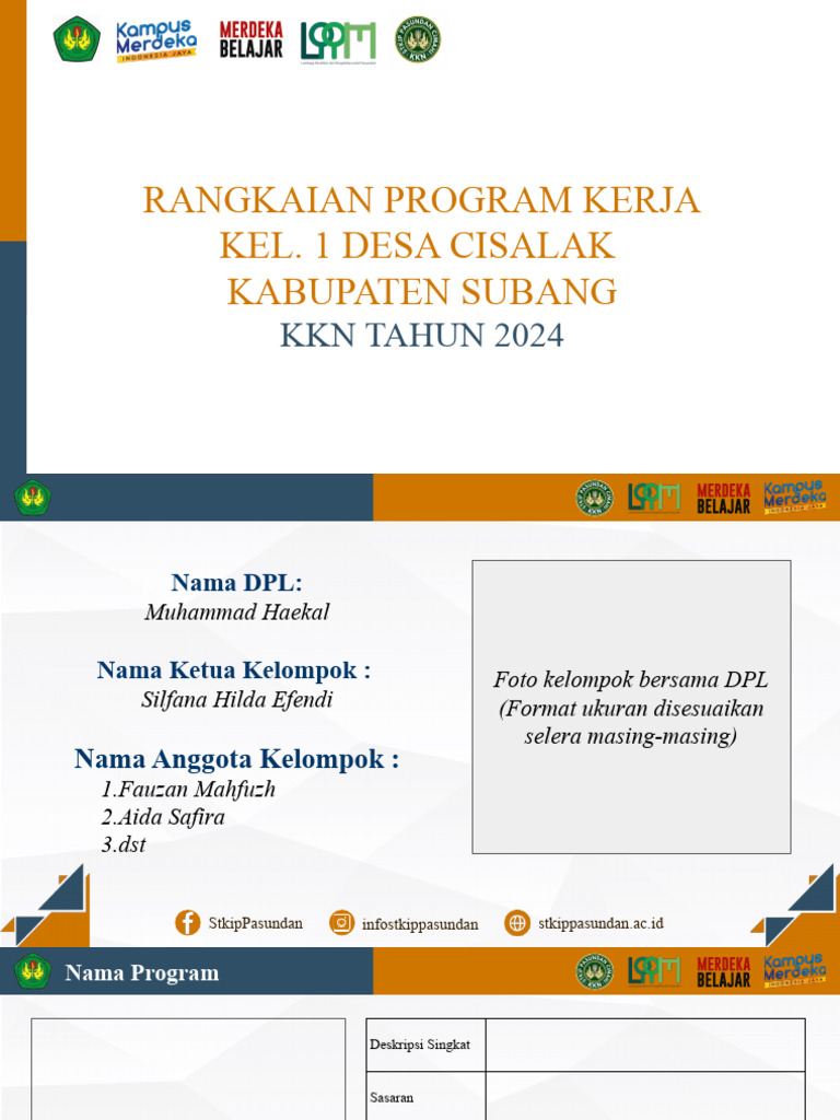 Tamplate PPT Laporan Proker KKN | PDF