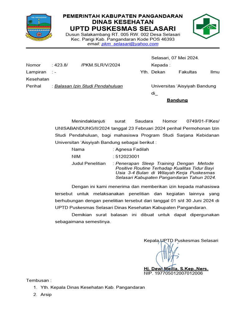 Surat Balasan Izin Penelitian | PDF