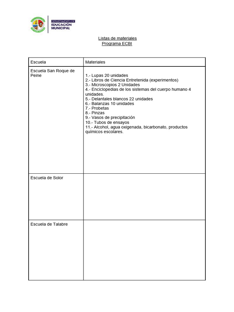 Listas de Materiales ECBI | PDF | Libros para adolescentes