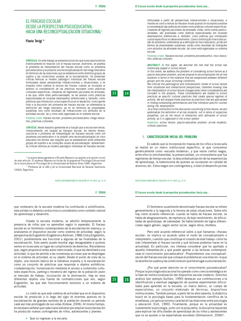 U1 Terigi, F. (2009) El Fracaso Escolar Desde La Dimensión Psicoeducativa Hacia Una ...