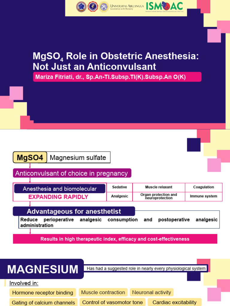 MgSo4 Role in Obstetric Anesthesia Not Just An Anticonvulsant | PDF | Anesthesia | Analgesic
