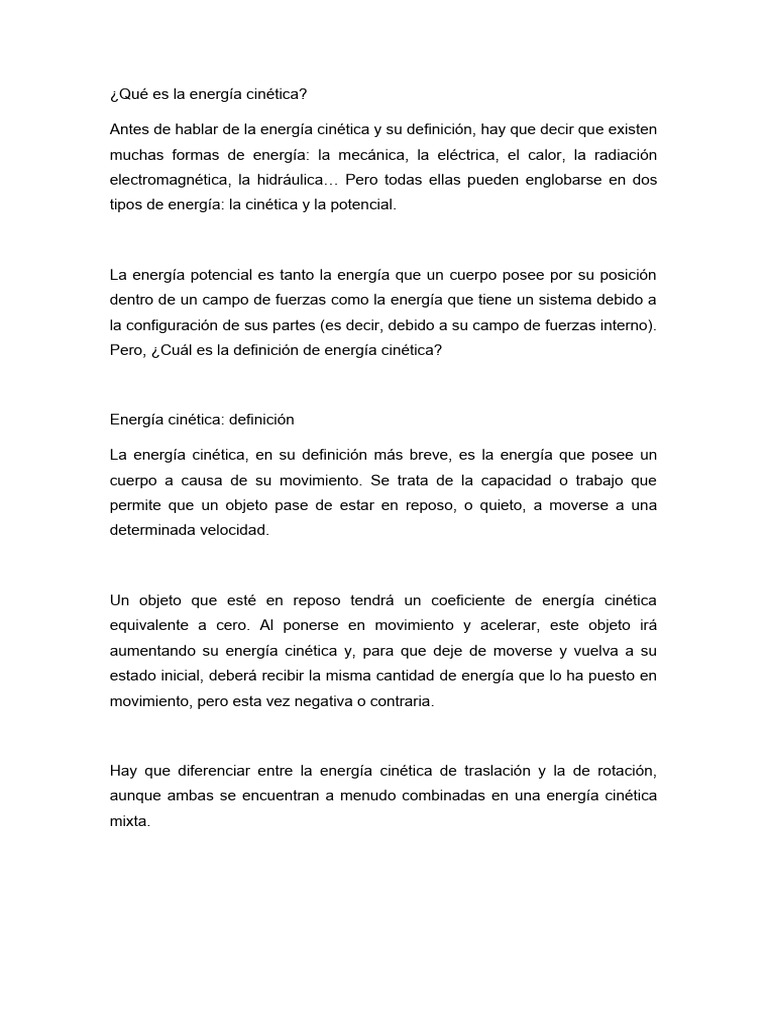 Energía Cinética y Potencial | PDF | Energía potencial | Energía cinética