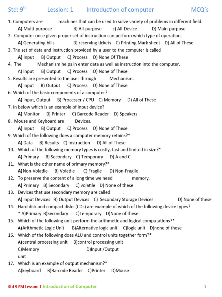 std9 ch1 | PDF | Input/Output | Computer Data Storage