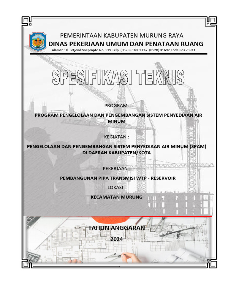 Spesifikasi Teknis Ded Air Baku Lanjutan Revisi | PDF
