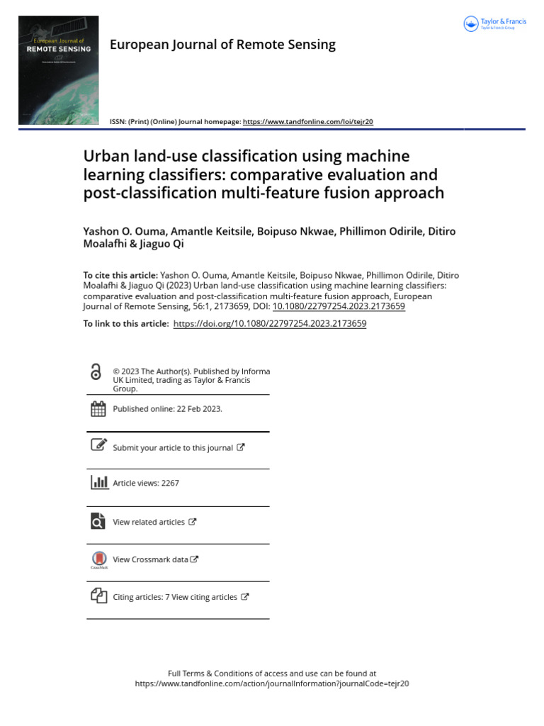 Urban Land-Use Classification Using Machine Learning Classifiers Comparative Evaluation and Post ...