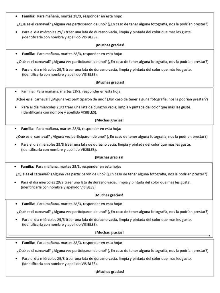 Notas Para El Jardin | Descargar gratis PDF | Carnaval