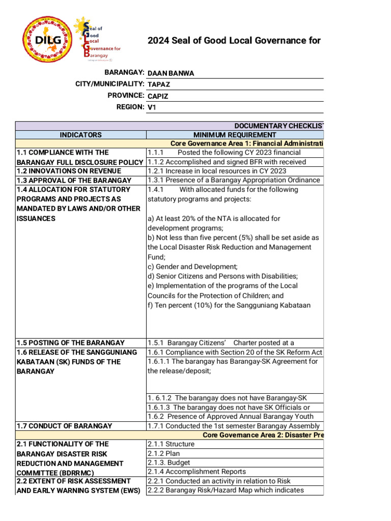2024 Compiled SGLGB Forms | PDF | Emergency Management | Social Psychology
