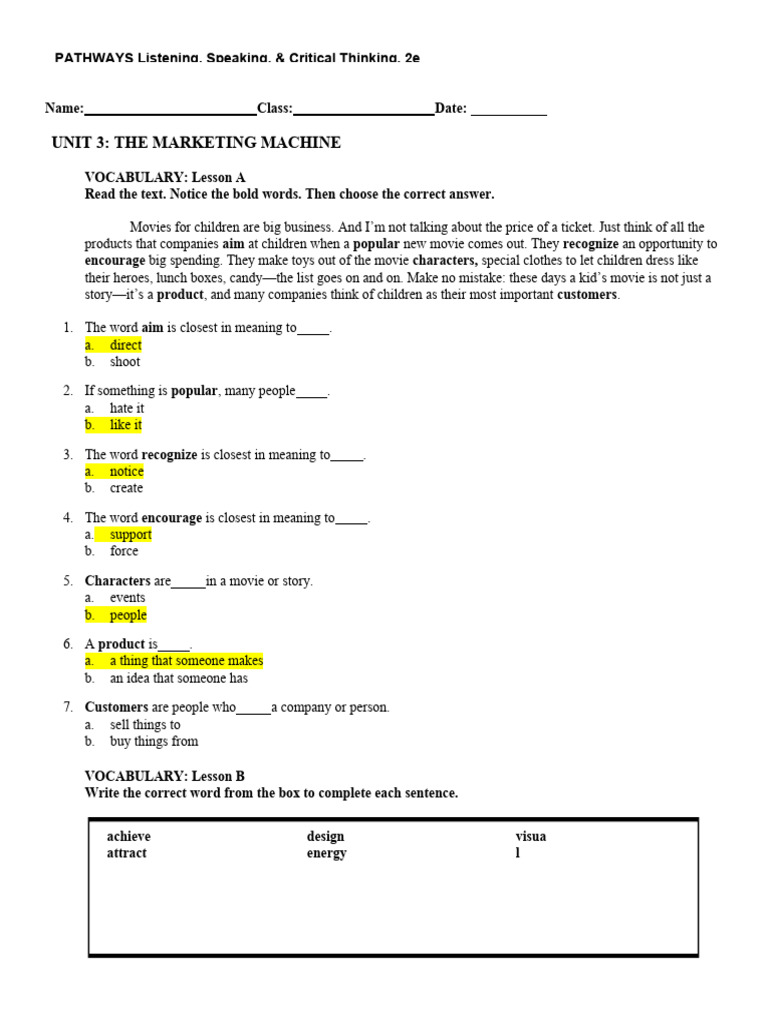 Marketing Strategies for Kids' Movies | PDF | Marketing | Vocabulary